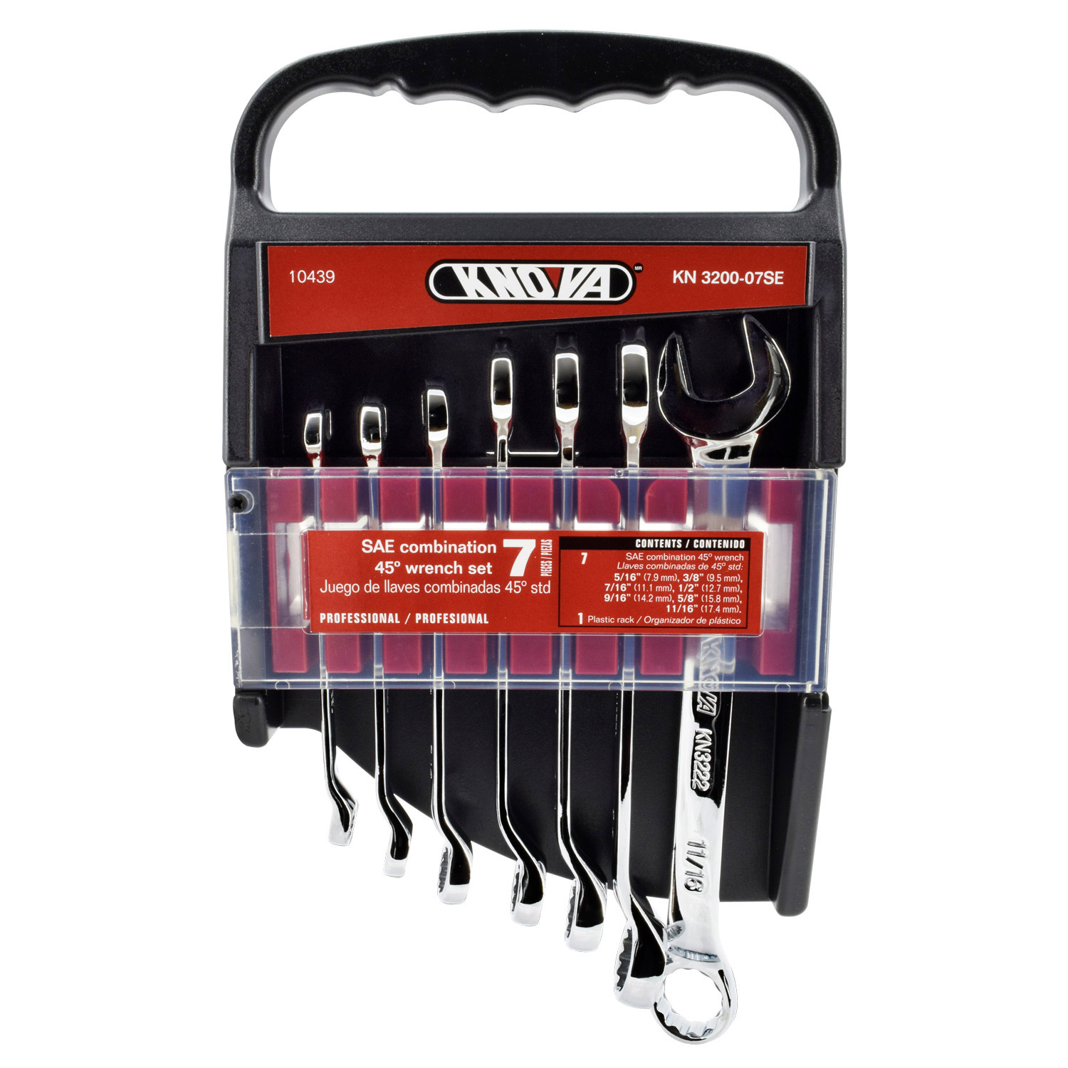 Jgo. de llaves combinadas largas a 45° con 7 pzs. | Knova